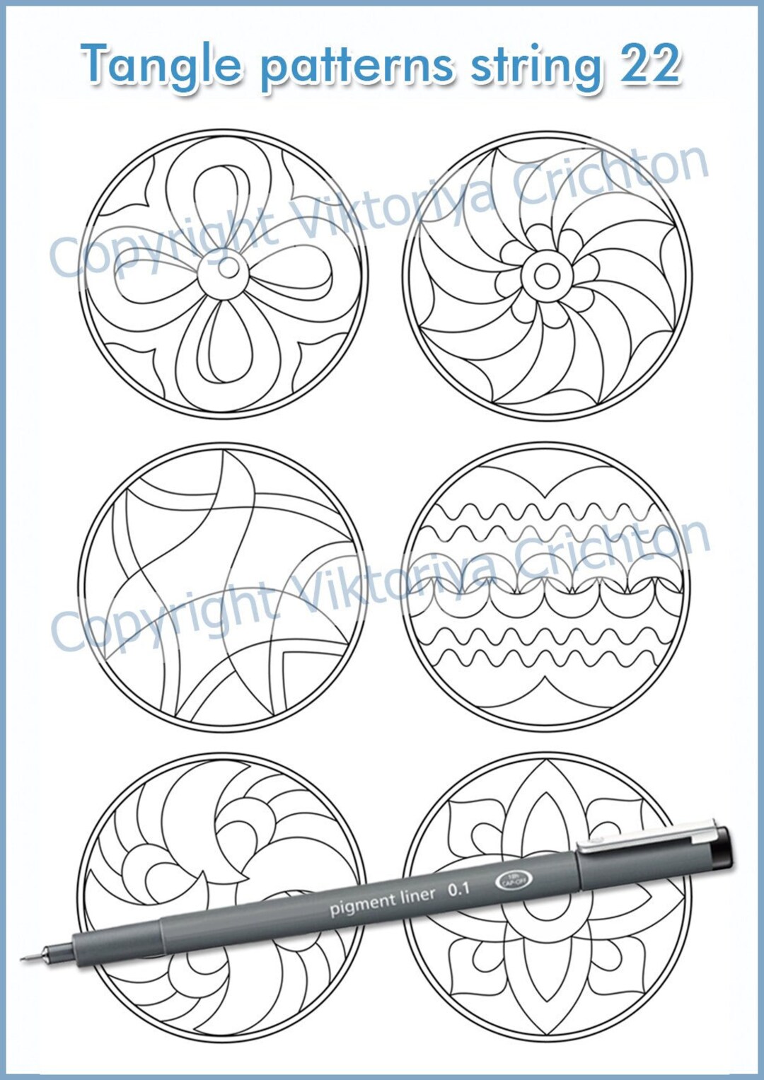 Strings 22 for Drawing Zentangle Patterns in the Circle, Templates for ...