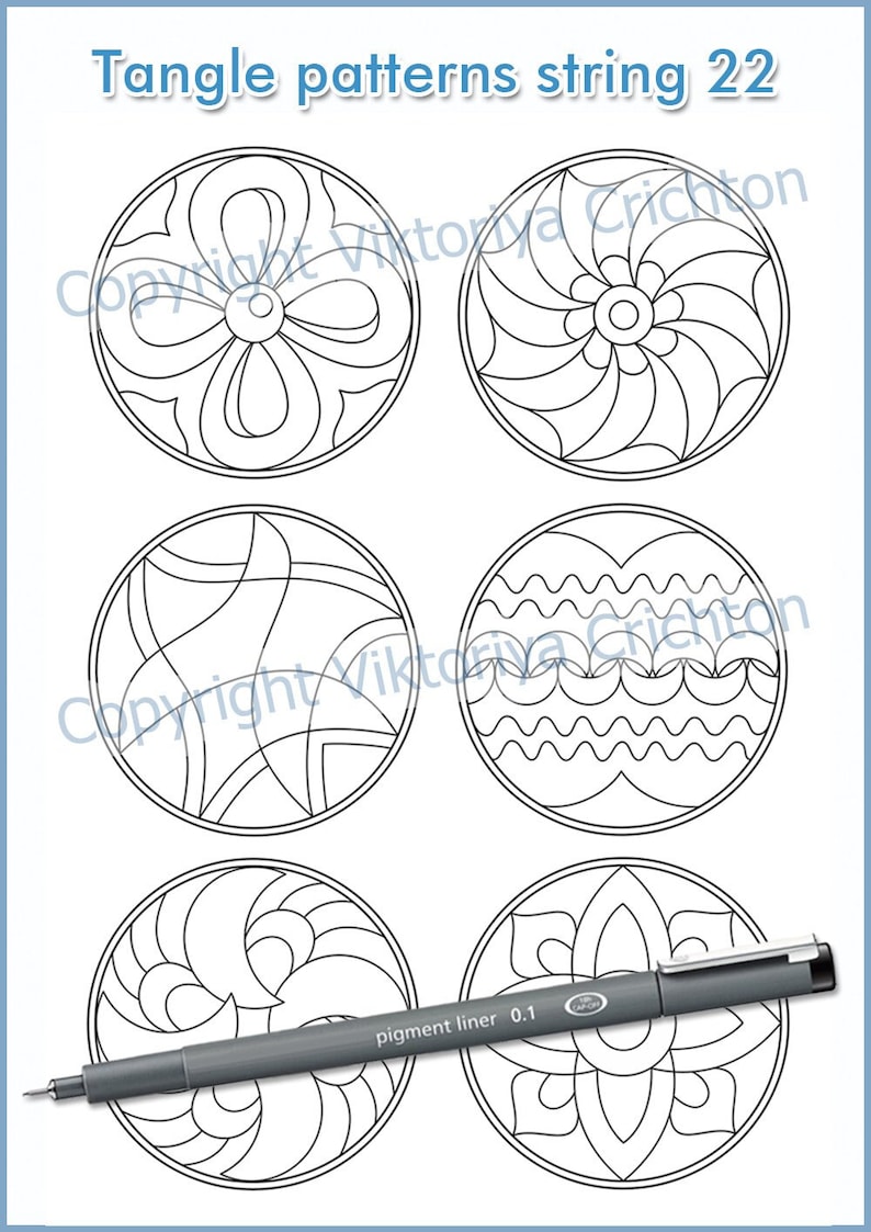 Strings 22 for Drawing Zentangle Patterns in the Circle, Templates for ...