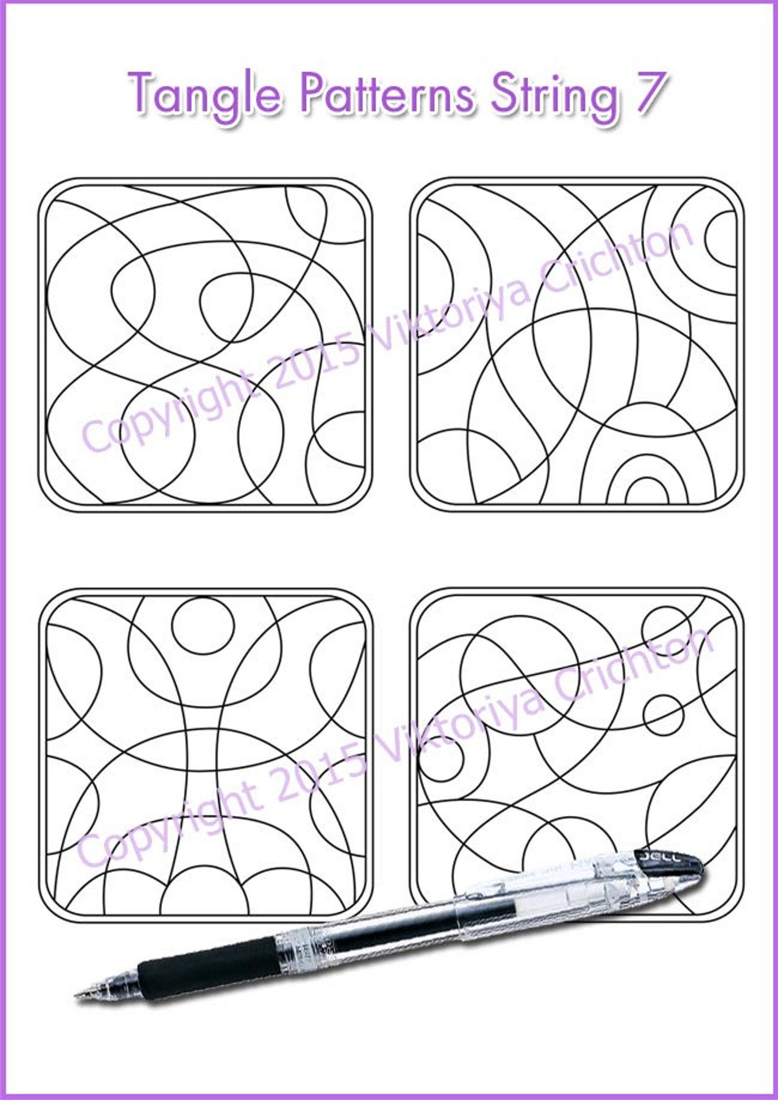 Strings for drawing zentangles 7. Tangle pattern printable | Etsy