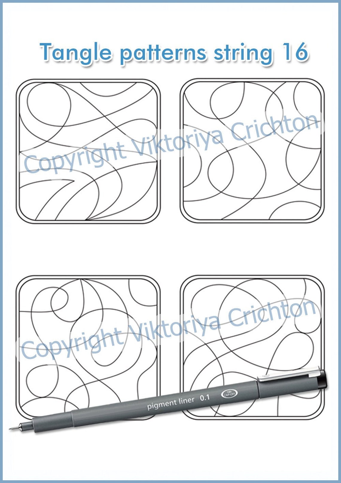 Strings for Drawing Zentangles_16. Zentangle Starter Pages. Tangle Pattern Printable String ...