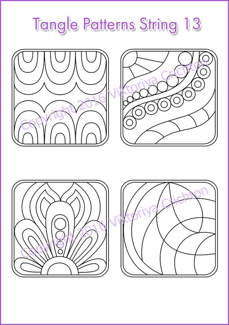 Tangle Pattern String Book V.2 5 Pages Strings for Drawing - Etsy