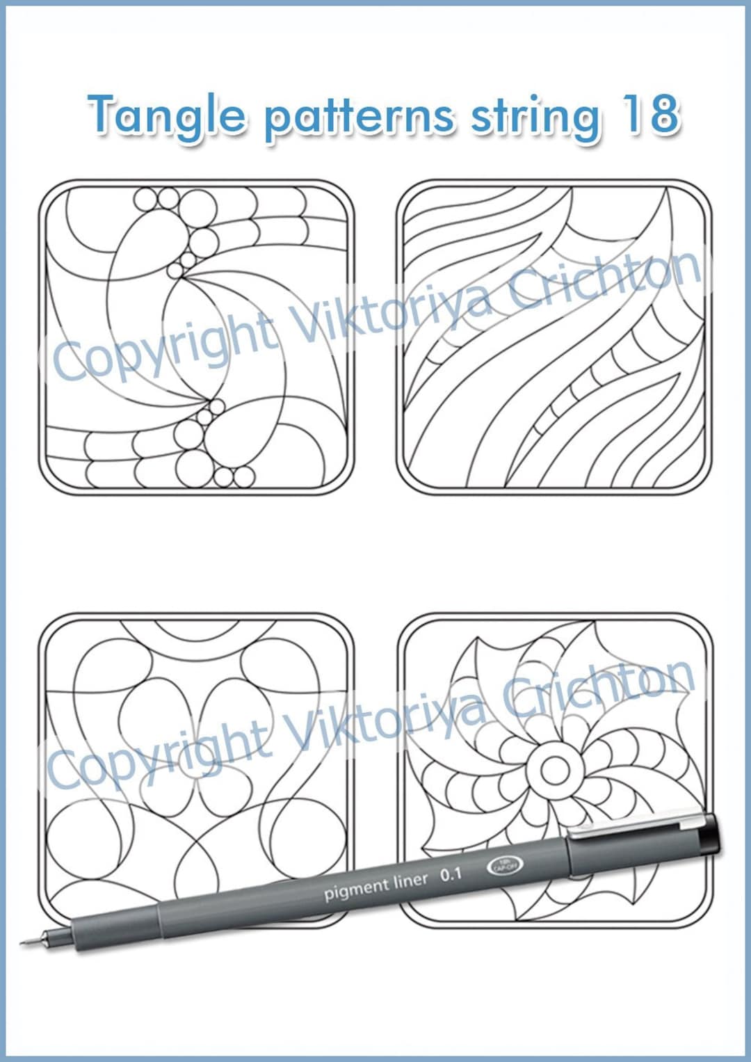 Zentangles Strings 18 for Drawing Patterns. Zentangle Starter Pages. Tangle Pattern Printable ...