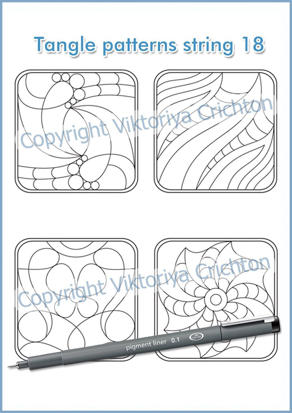 Zentangles Strings 18 for Drawing Patterns. Zentangle Starter Pages ...
