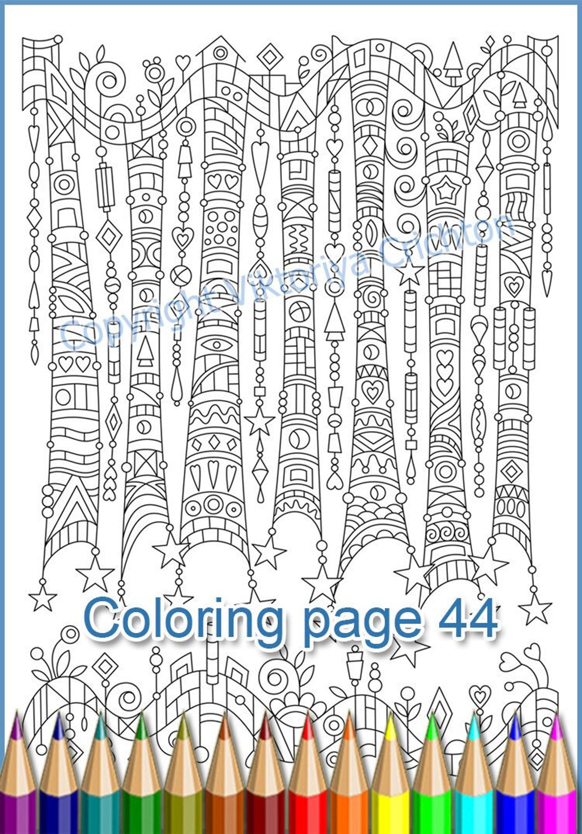 Coloring Page 44, Zen Dangles. Zentangle Coloring Antistress, a ...