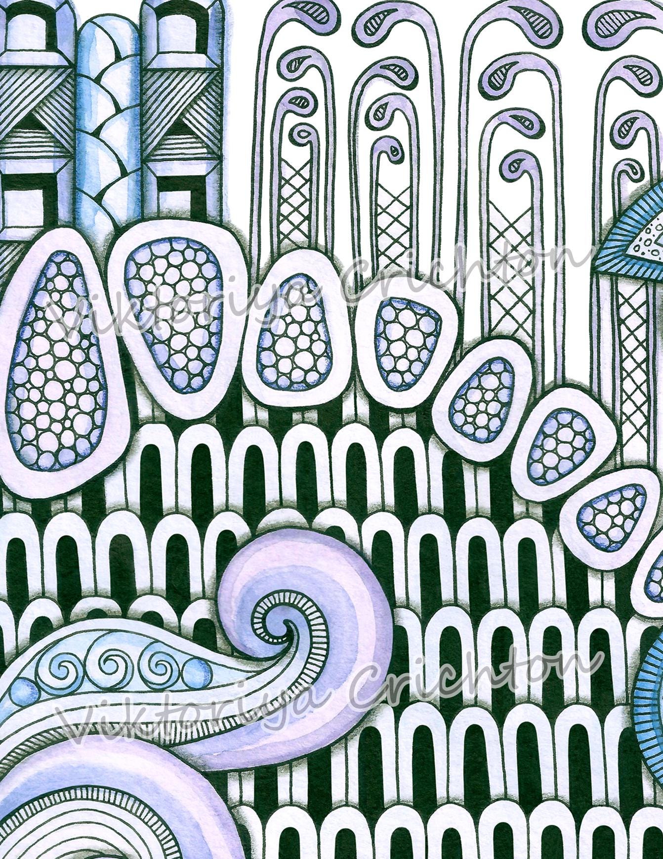 Zentangle Art Style - Three Seashells. Abstract Modern Handmade Drawing ...