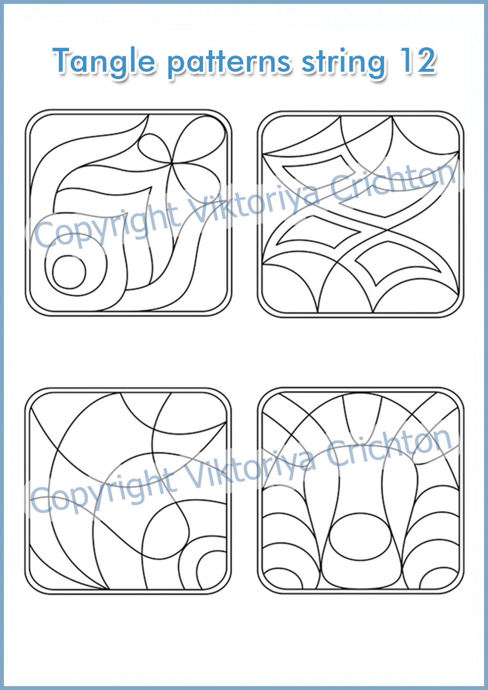 Tangle Pattern String Book V.2 (5 Pages), Strings for Drawing ...