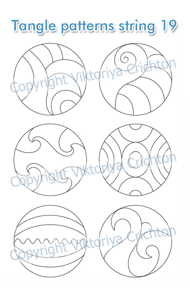 Tangle Pattern Circle String Book V.3 (6 Pages), Strings for Drawing Zentangles, Digital PDF and ...