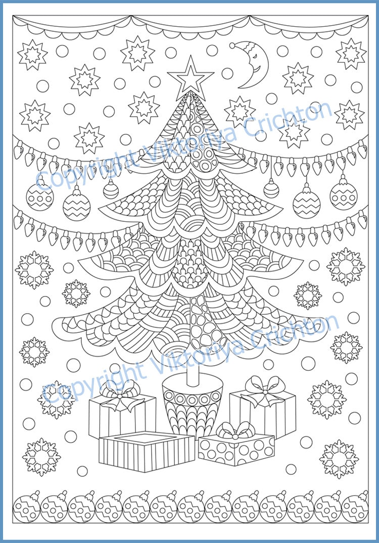 Coloring Page 33, Zentangle Winter Merry Christmas and New Year for ...