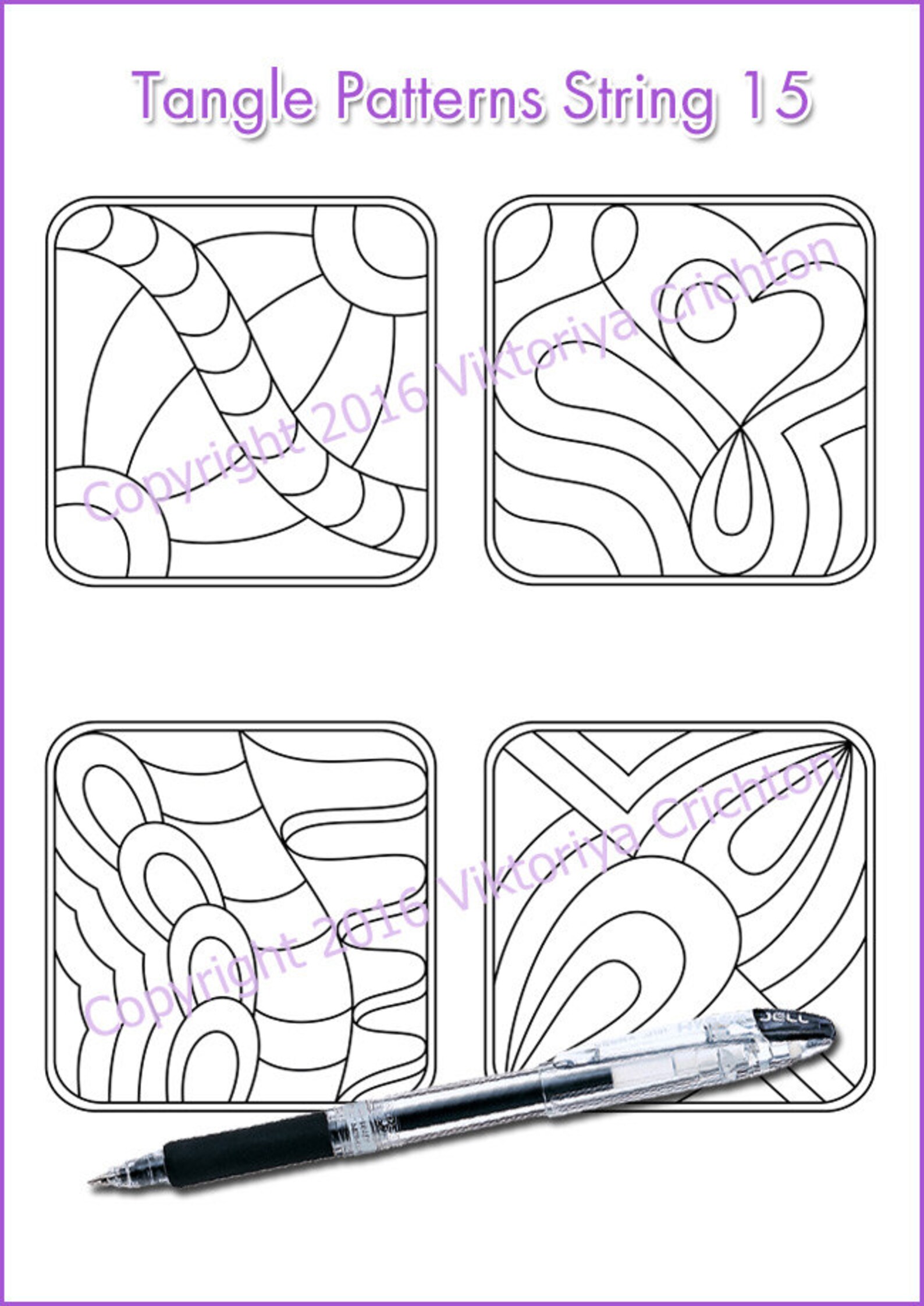 Strings for Drawing Zentangles_15. Zentangle Starter Pages. - Etsy