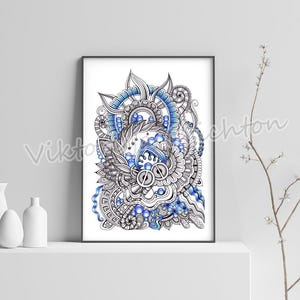 Winter Zenart 2_ Abstract Modern Drawing in Zentangle (zendoodle) Style ...