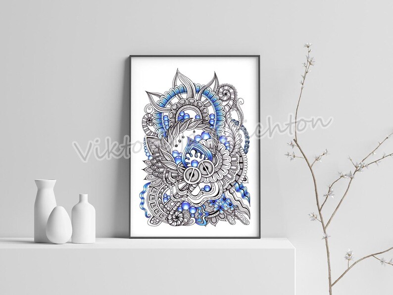 Winter Zenart 2_ Abstract Modern Drawing in Zentangle (zendoodle) Style ...