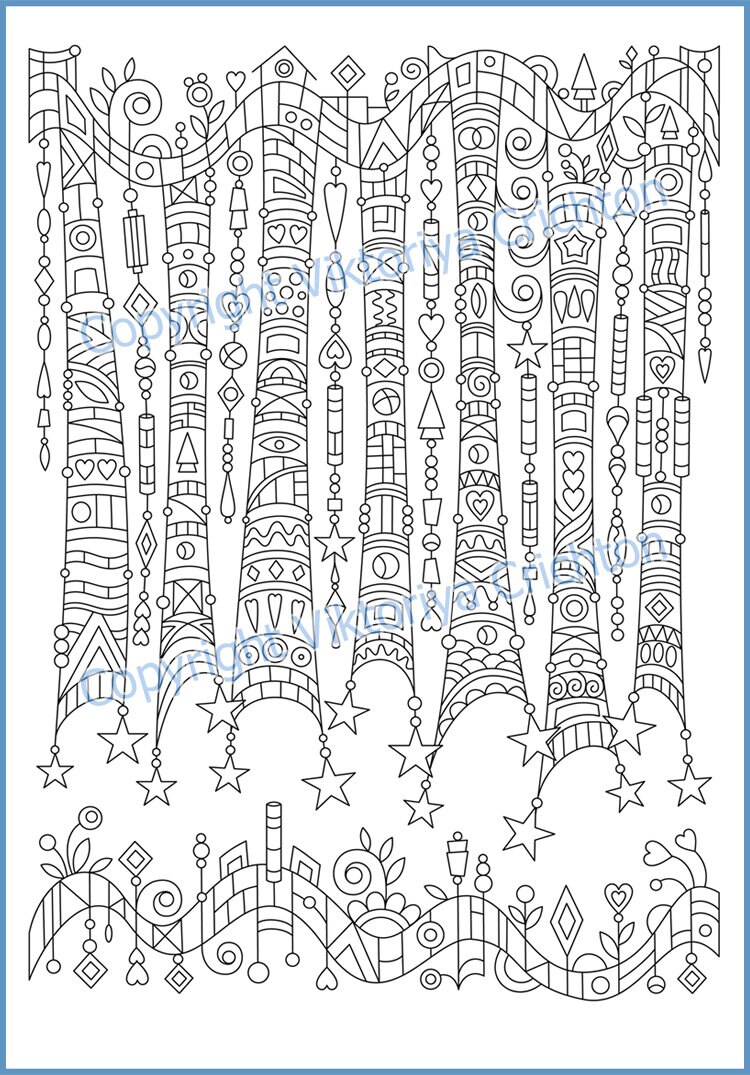 Coloring Page 44, Zen Dangles. Zentangle Coloring Antistress, a ...
