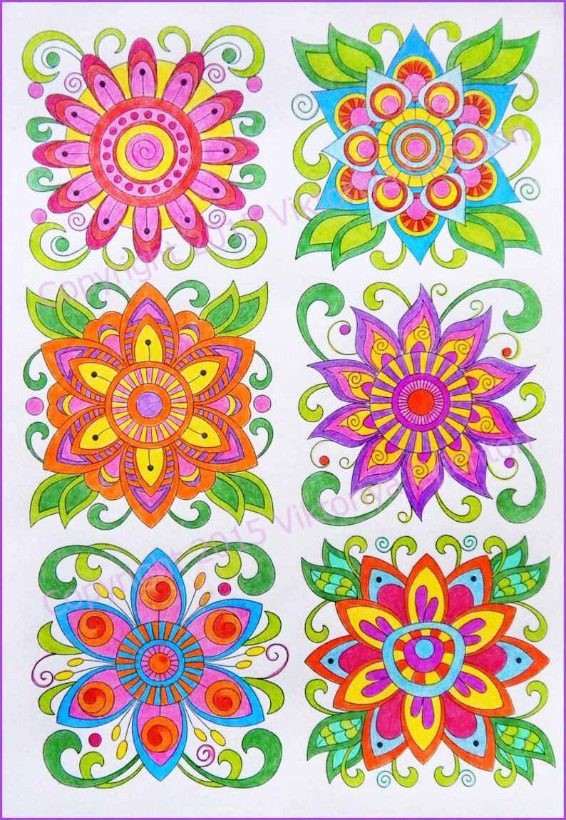 Coloring Page 11 Zentangle Flowers Printable for Adults, PDF and JPEG ...