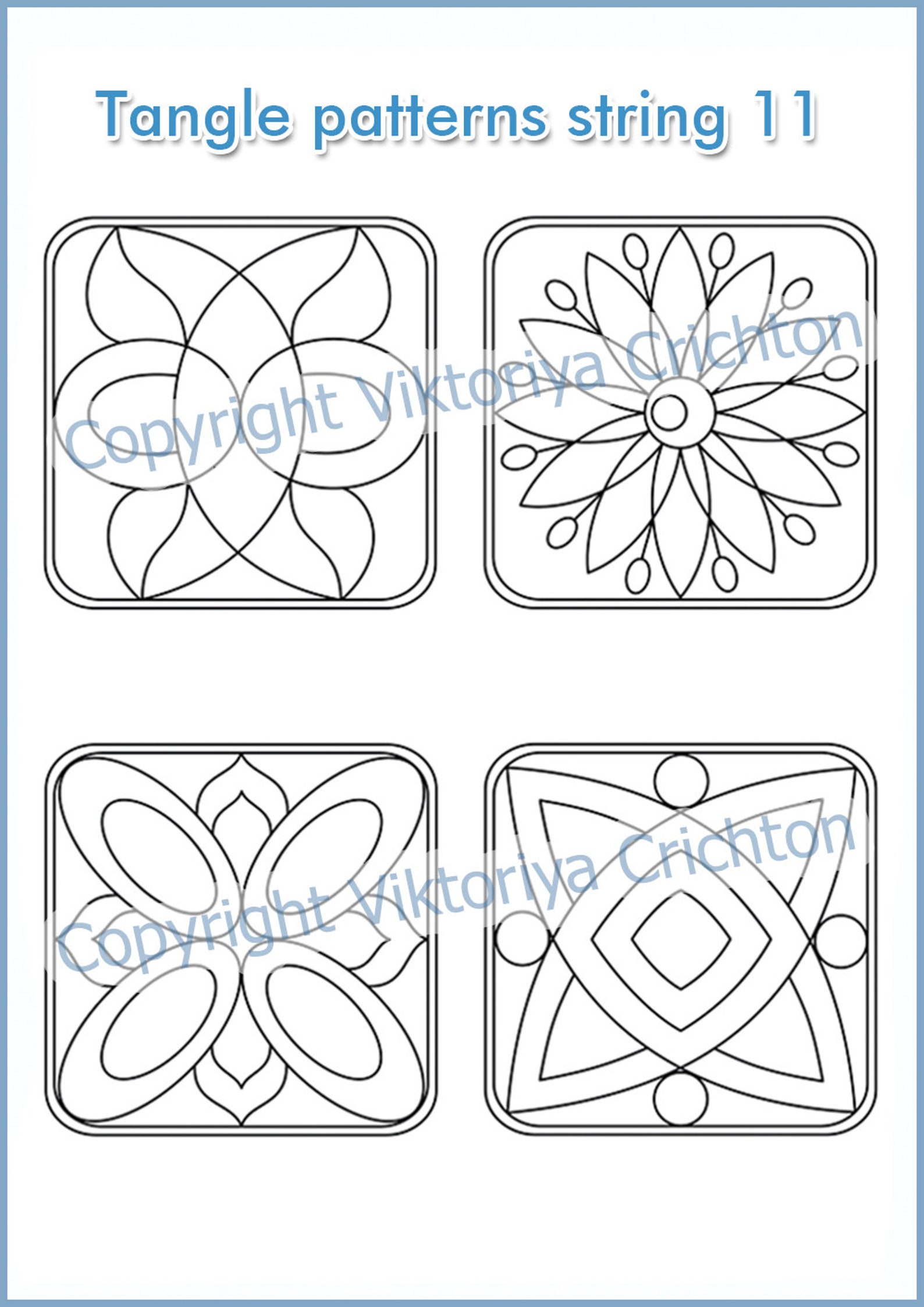 Tangle Pattern String Book V.2 (5 Pages), Strings for Drawing Zentangles, Digital PDF and JPEG ...