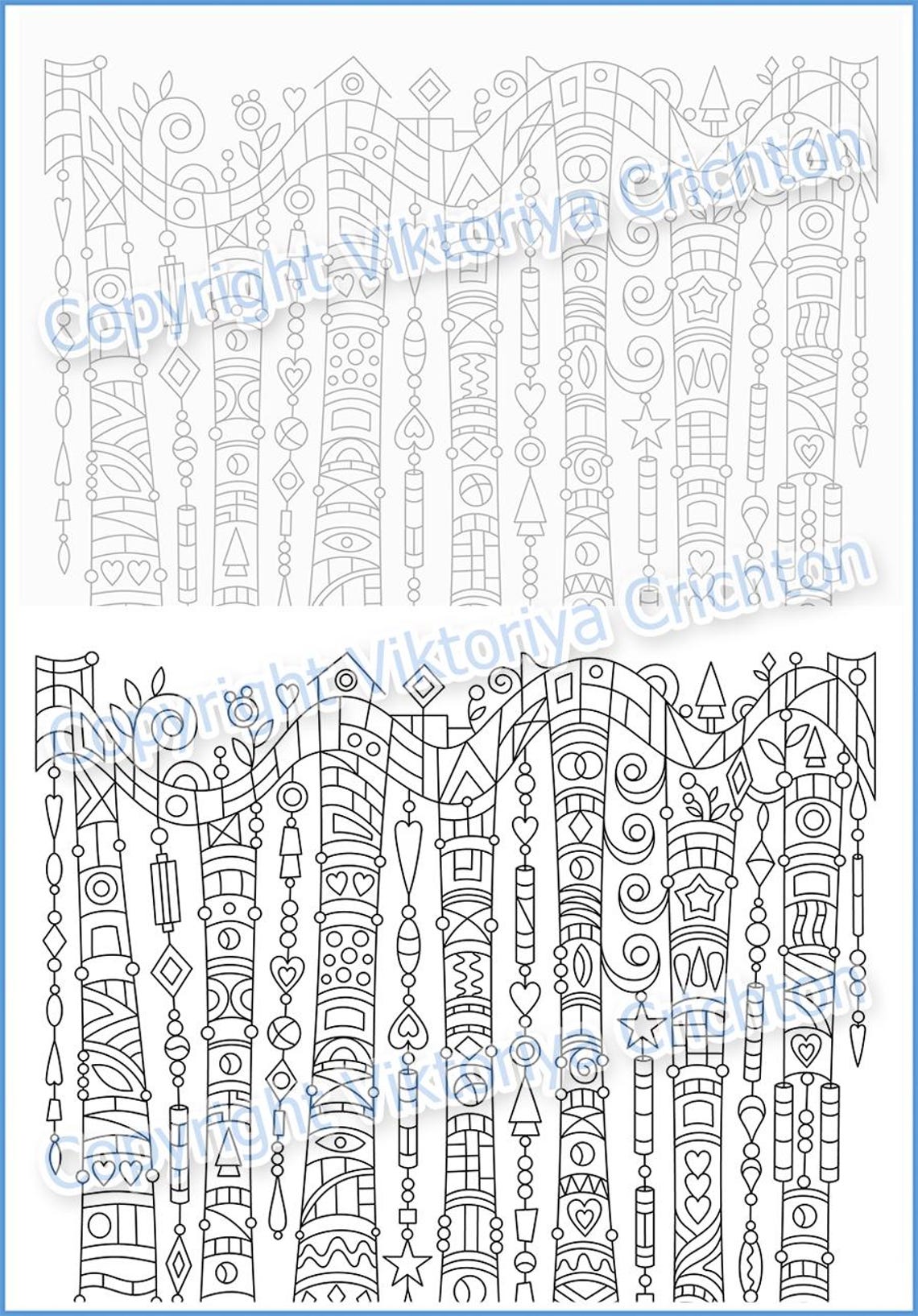 Coloring Page 44, Zen Dangles. Zentangle Coloring Antistress, a ...
