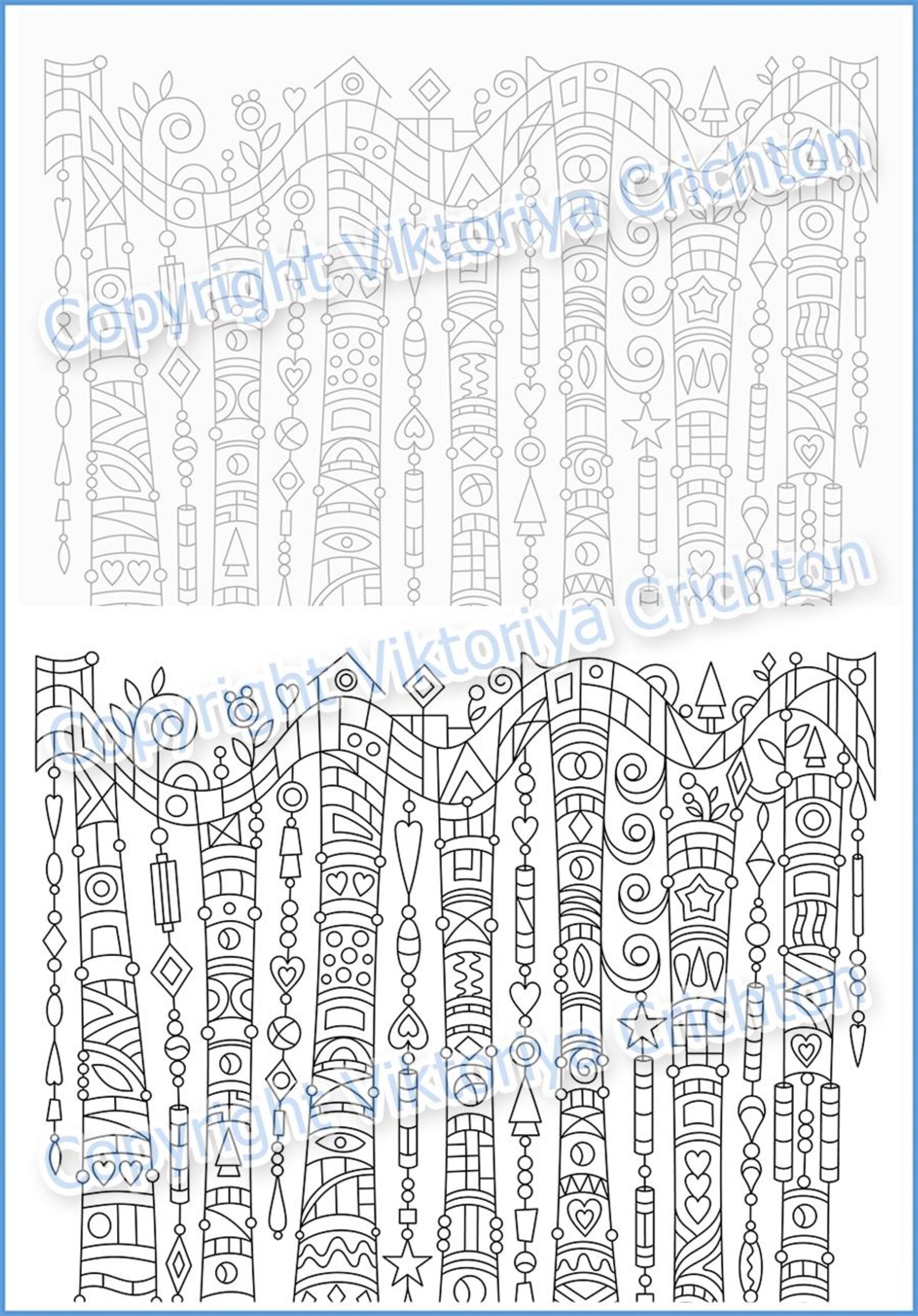 Coloring Page 44, Zen Dangles. Zentangle Coloring Antistress, a ...