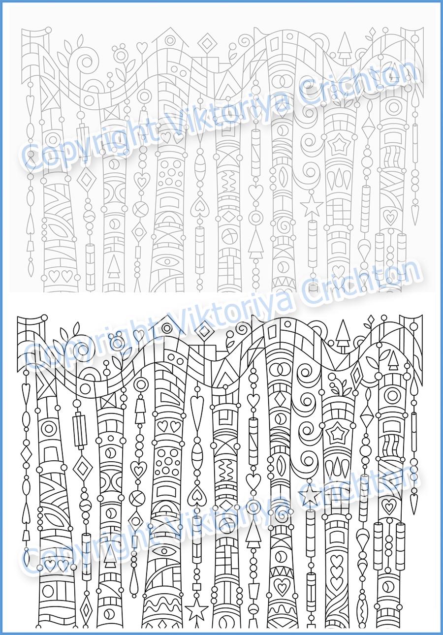 Coloring Page 44, Zen Dangles. Zentangle Coloring Antistress, a ...