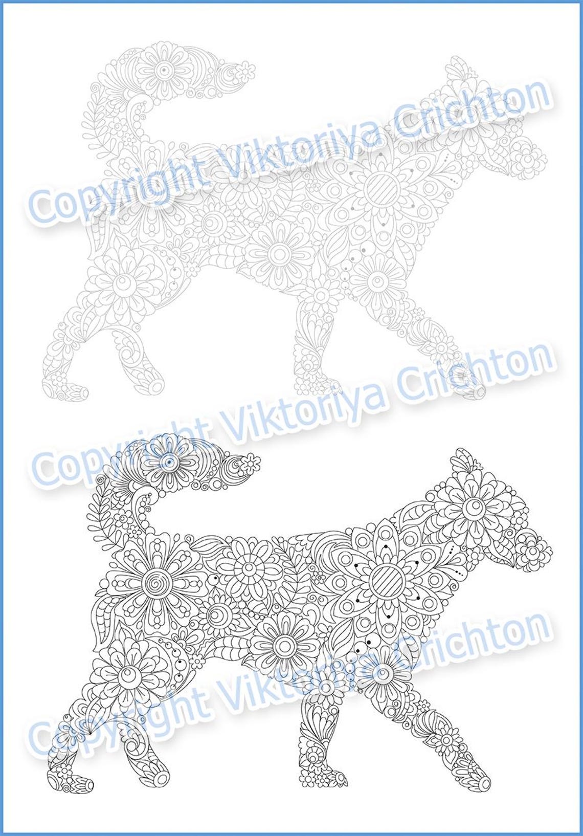 Coloring Page 58 for Adult - Dog. Zentangle (zendoodle) Coloring ...
