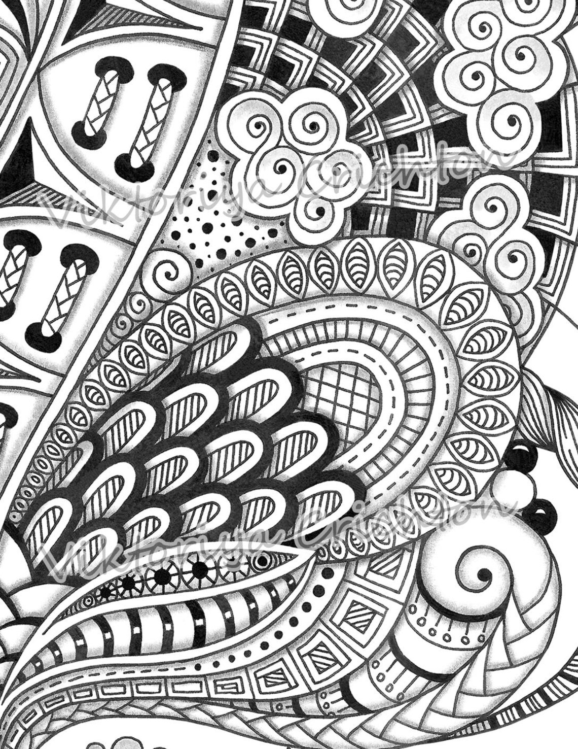 Zentangle Art 3. Original Zenart Graphic Handmade. Digital Prints Wall ...