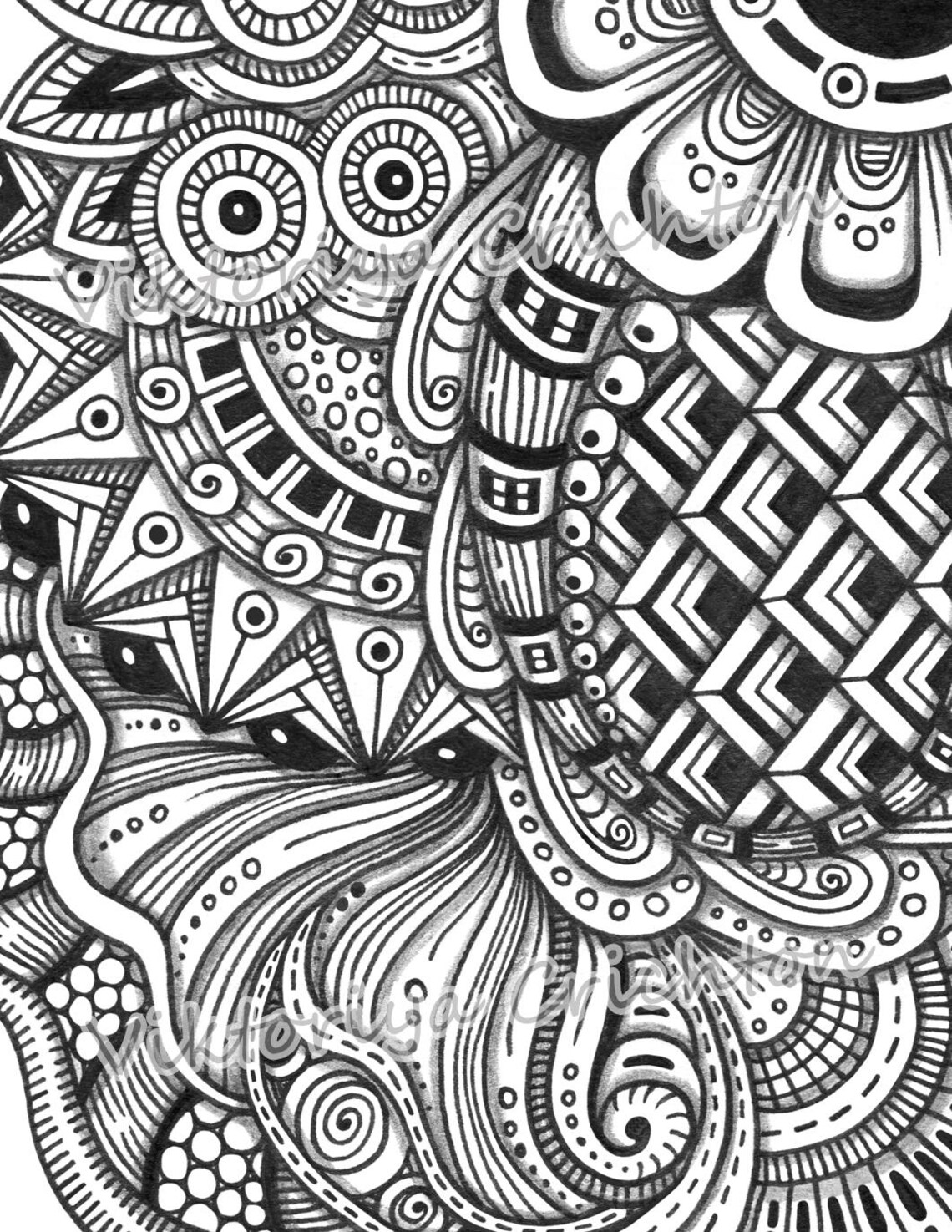 Zentangle Art, Chamomile. Abstract Modern Drawing in Zenart Style ...