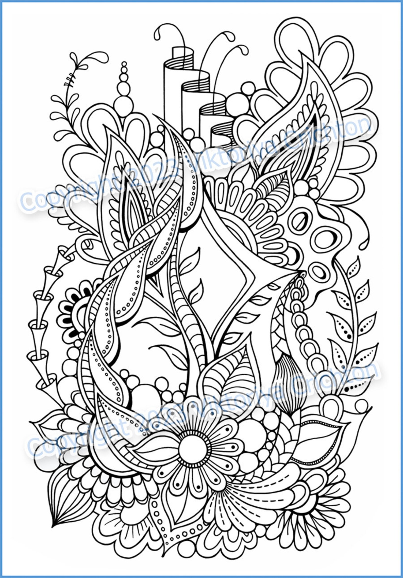 Coloring Page 24 Zentangle Flowers for Adults, Printable Graphic ...
