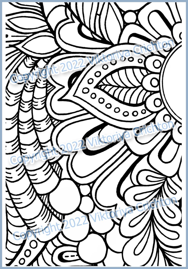 Coloring Page 32, Zen Doodle (zentangle) Flowers for Adults, Abstract ...