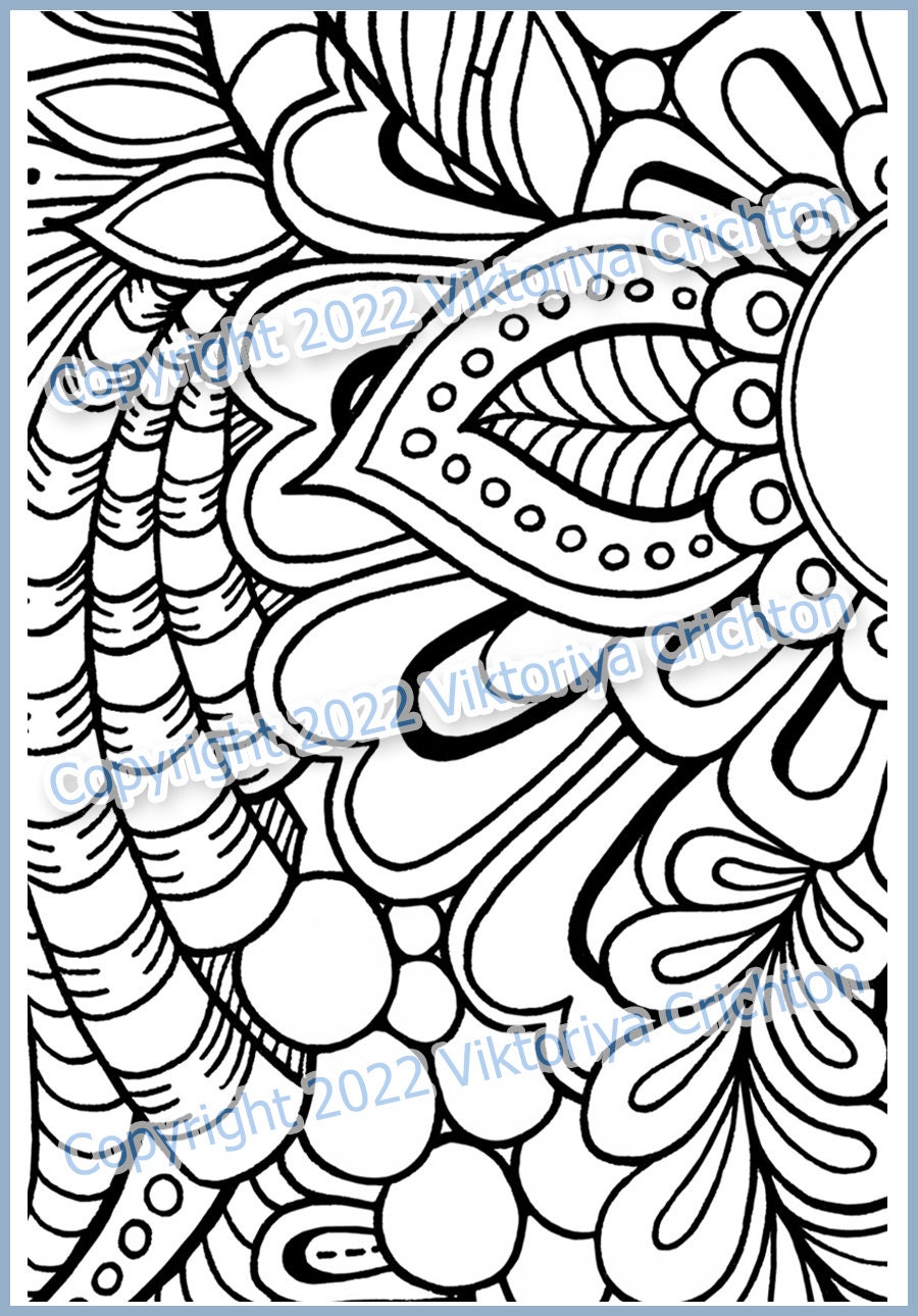 Coloring Page 32, Zen Doodle (zentangle) Flowers for Adults, Abstract ...