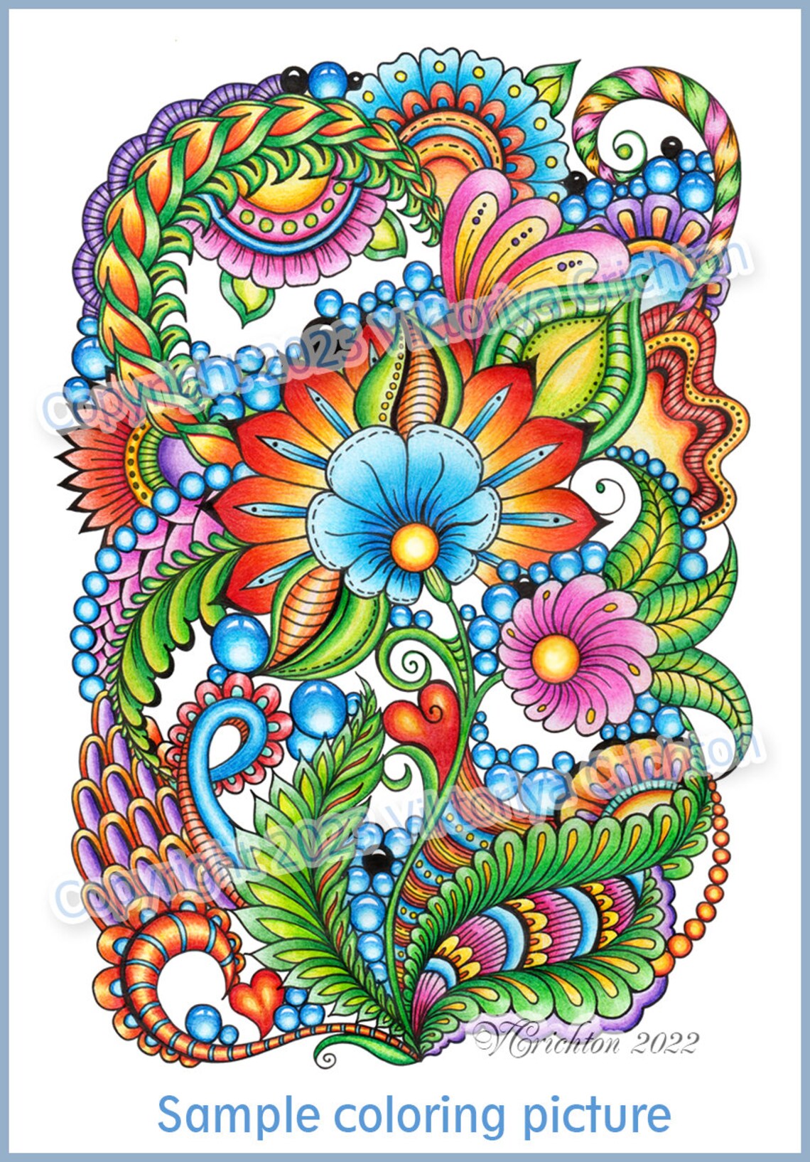 Coloring Page 89 Zendoodle Flowers for Adults, Zentangle Graphic ...