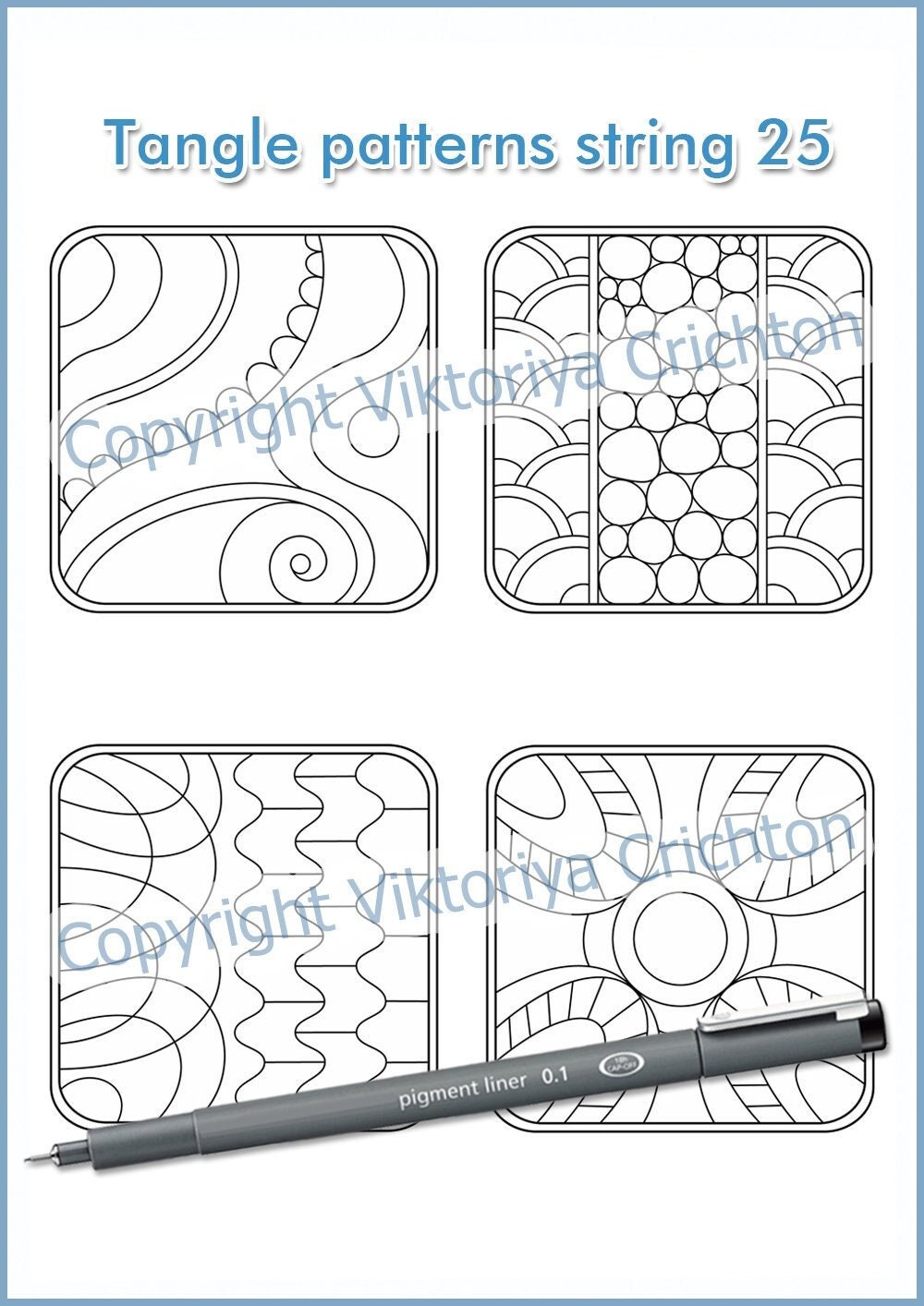 Zentangles Strings for Drawing Patterns 25. Tangle Pattern Printable ...