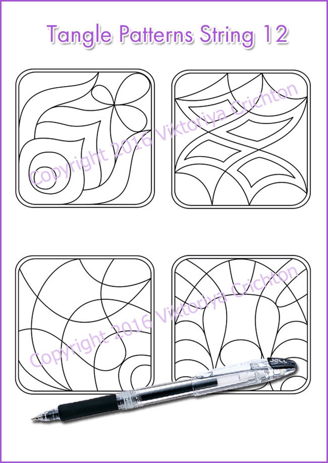 Strings for Drawing Zentangles_12. Zentangle Starter Pages. - Etsy