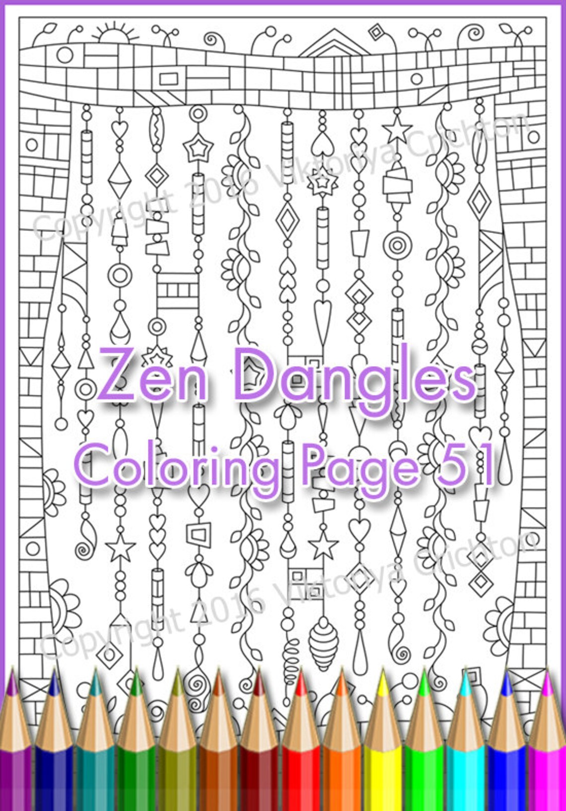 Coloring Page 51 Zen Dangles Doodle Zenspirations Zendoodle | Etsy