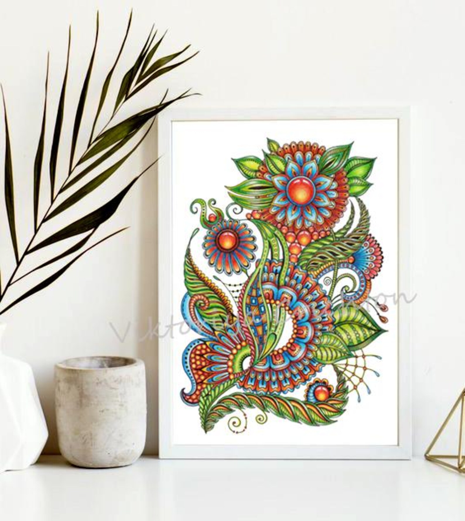 Magic Zentangle Flowers, Zendoodle_16. Abstract Drawing in Zenart Style ...