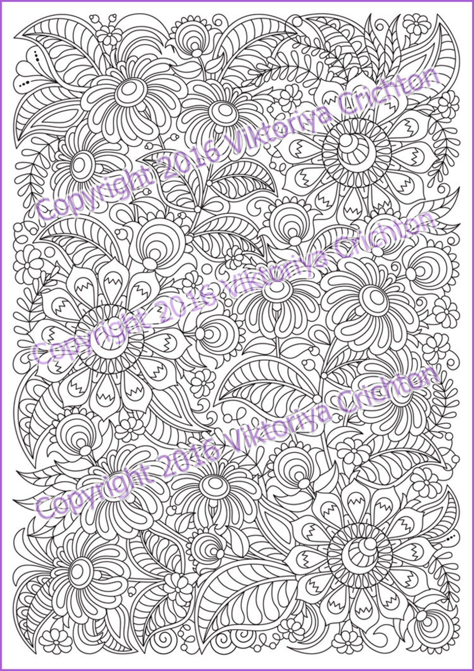 Сoloring Page 45 Doodle Flowers Printable Zen Doodle PDF - Etsy