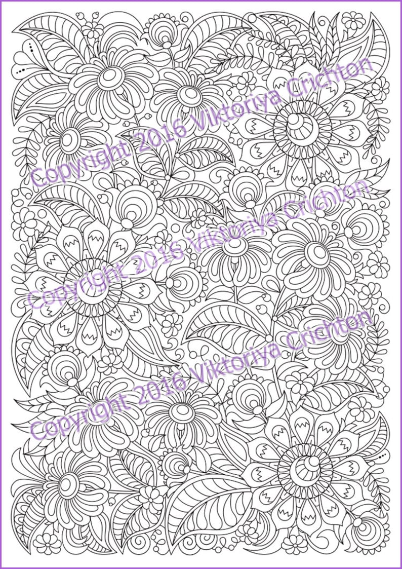 Сoloring Page 45 Doodle Flowers Printable Zen Doodle PDF - Etsy