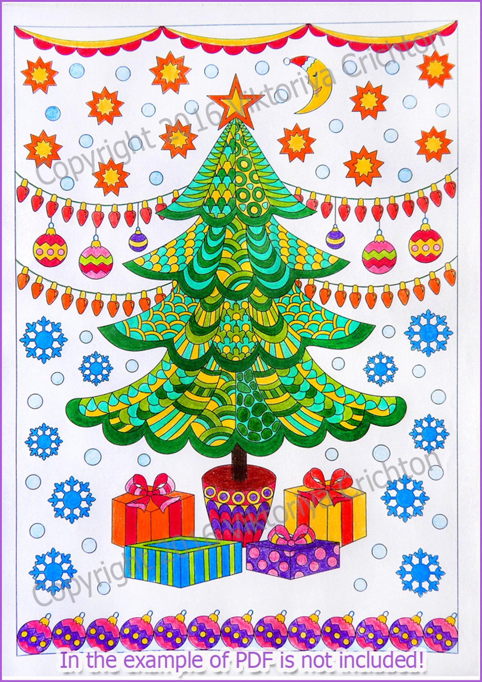 Coloring Page 33 Zentangle Winter merry Christmas | Etsy
