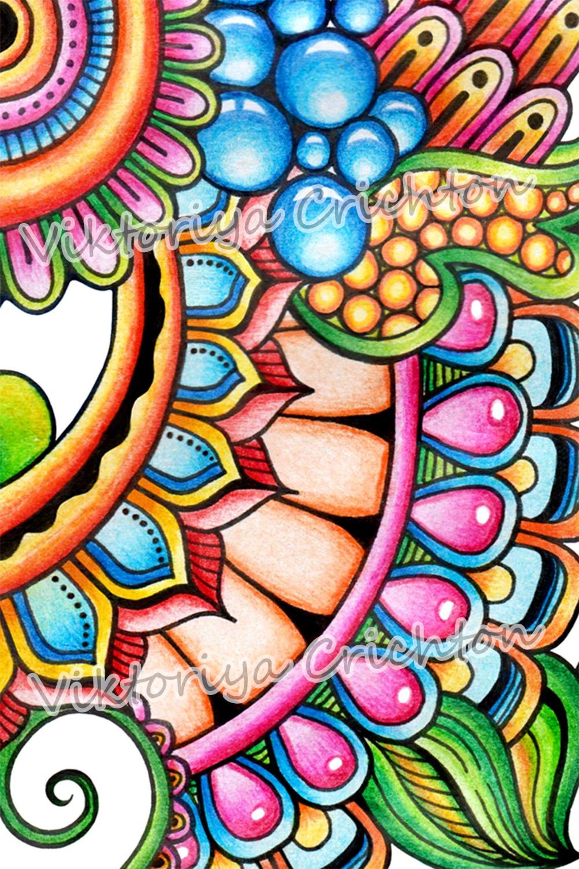 Magiczentangle Flowers (zendoodle)_32. Abstract Drawing in Zenart Style ...