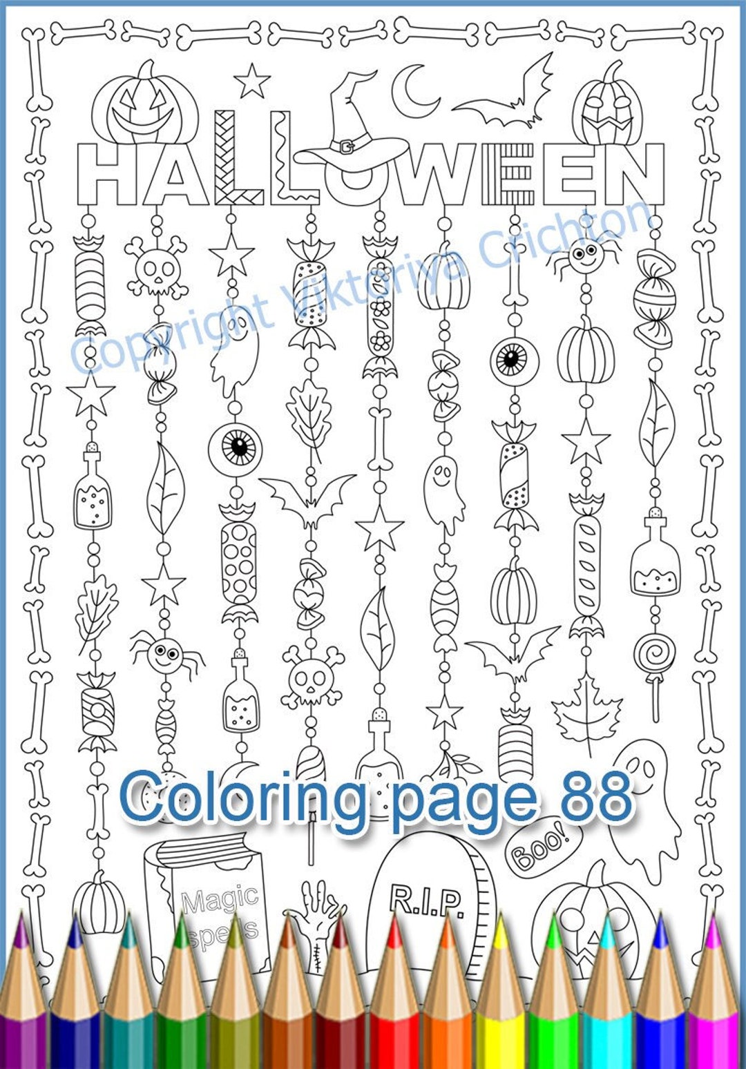 Coloring Page 88 for Adult and Children. Dangles Halloween, a ...