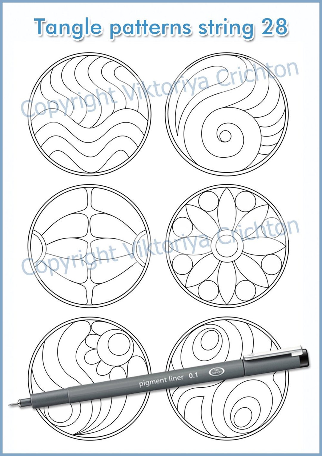 Strings for Drawing Zentangles_28. Zentangle Circle Starter Pages. Tangle Pattern Printable ...