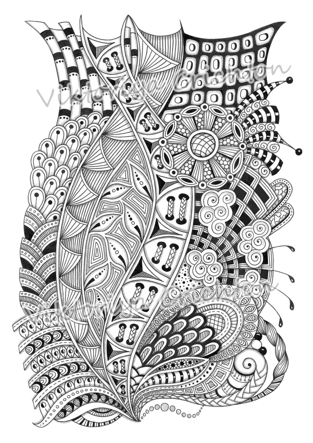 Zentangle Art 3. Original Zenart Graphic Handmade. Digital Prints Wall ...