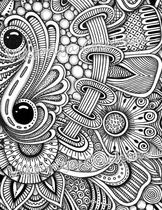 Zentangle Art 2. Oryginalna grafika zenart r cznie wykonana. Wydruki cyfrowe dekoracje cienne zen doodle skomplikowane wzory rysunek tuszem. Etsy Polska