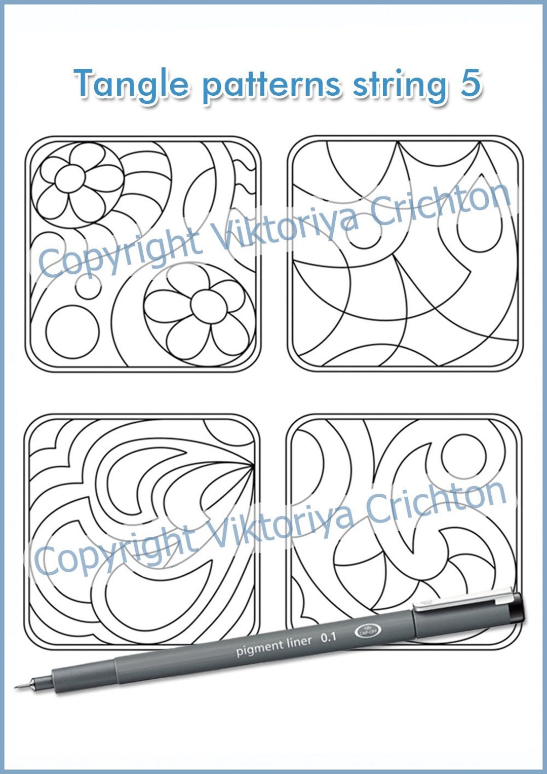 Strings for Drawing Zentangles 5. String Art Template. Tangle Pattern ...