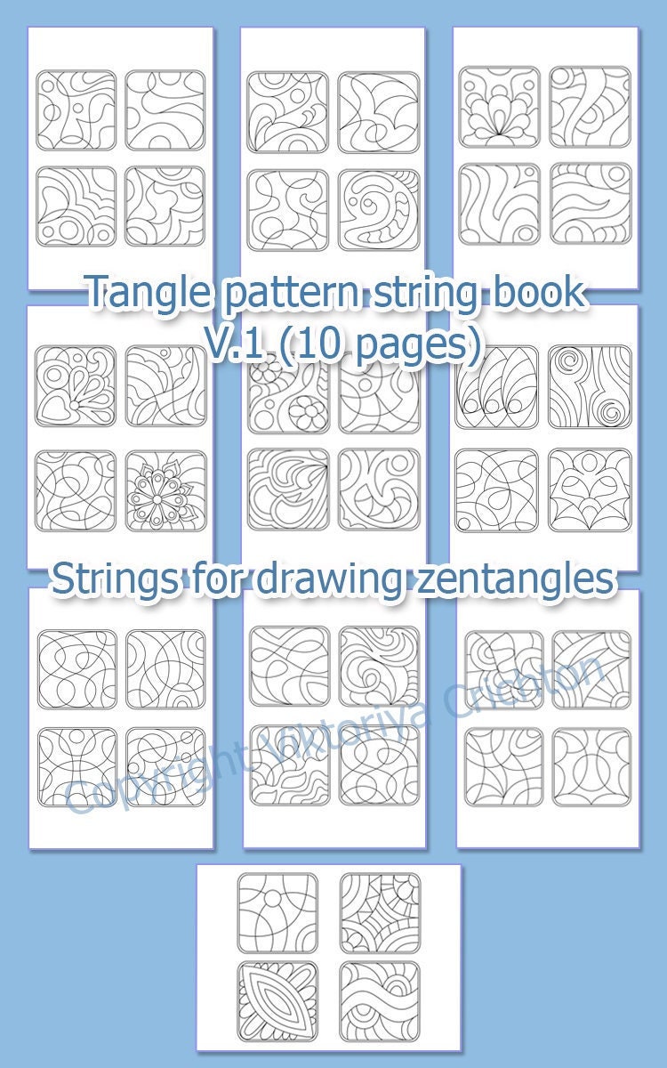Tangle Pattern String Book V.1 (10 Pages), Strings for Drawing ...