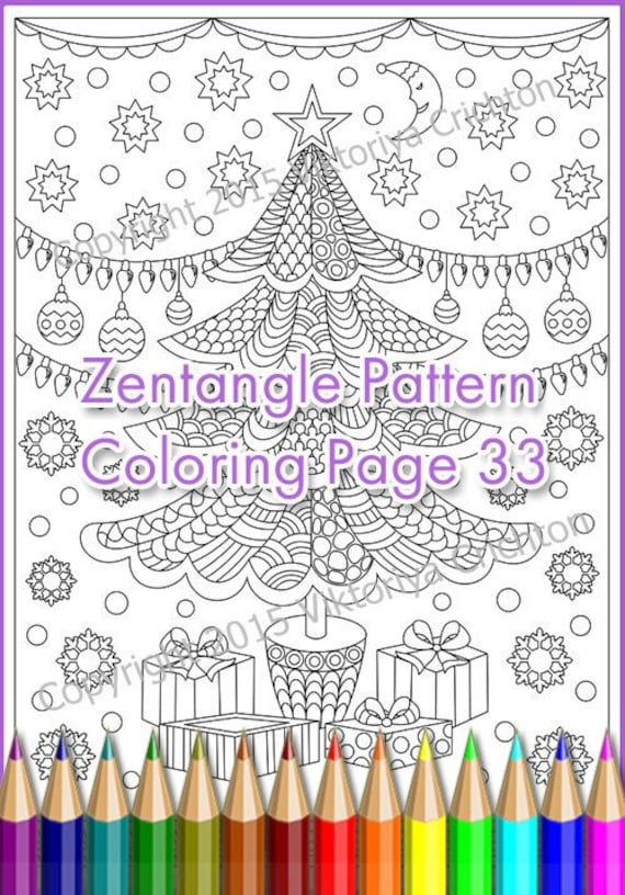 Coloring Page 33 Zentangle Winter merry Christmas | Etsy