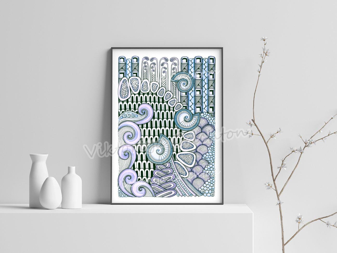 Zentangle Art Style - Three Seashells. Abstract Modern Handmade Drawing ...