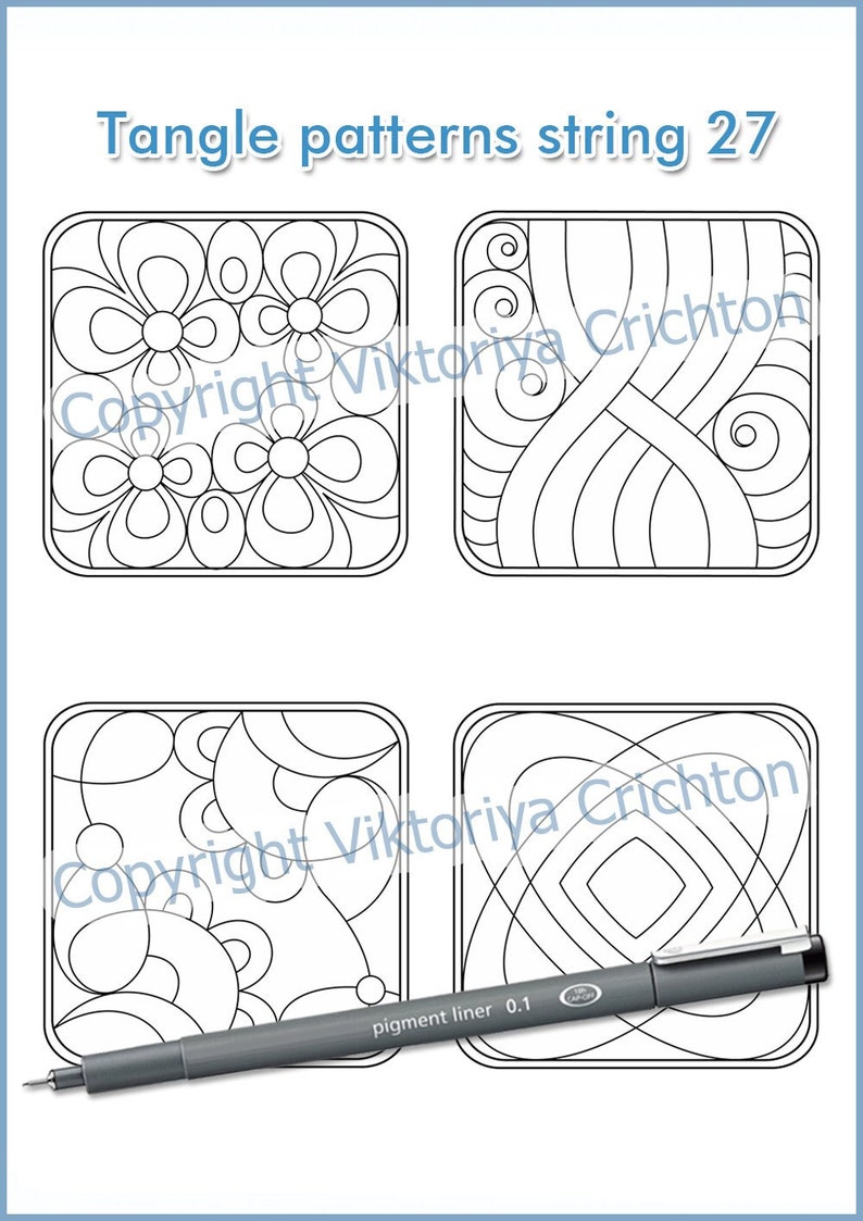 Zentangles Strings 27 for Drawing Patterns. Tangle Pattern Printable String, Jpeg, PDF. - Etsy