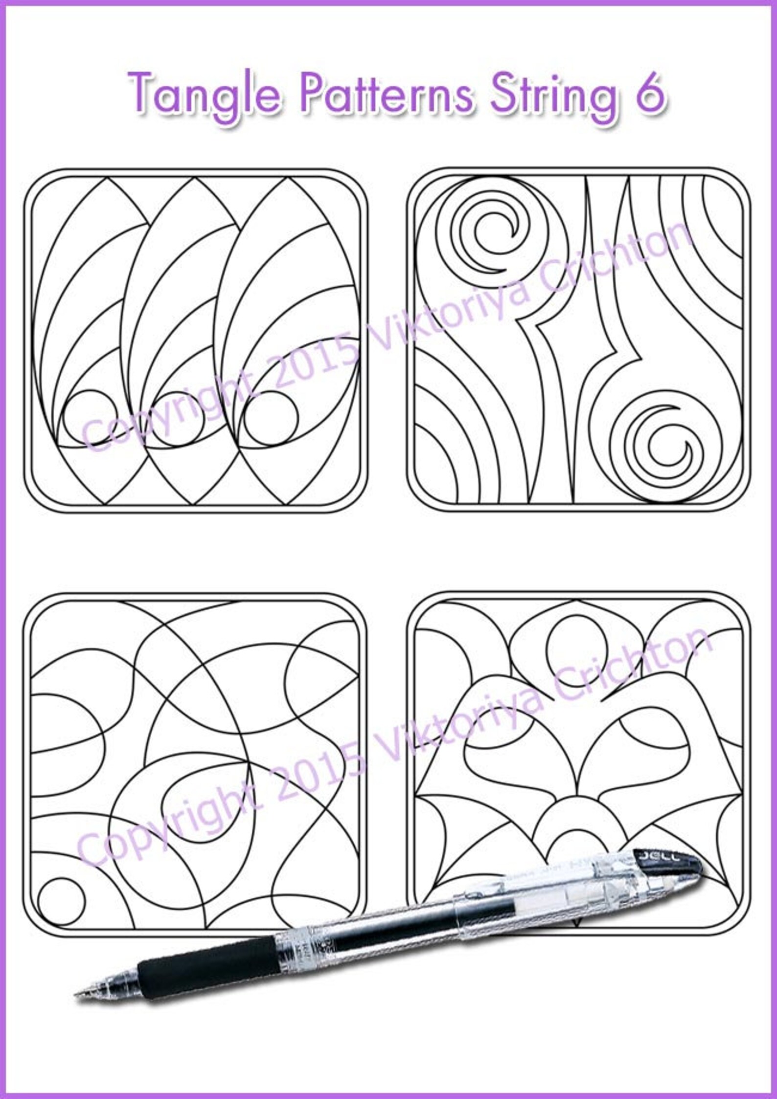Strings for drawing zentangles 6. Tangle pattern printable | Etsy