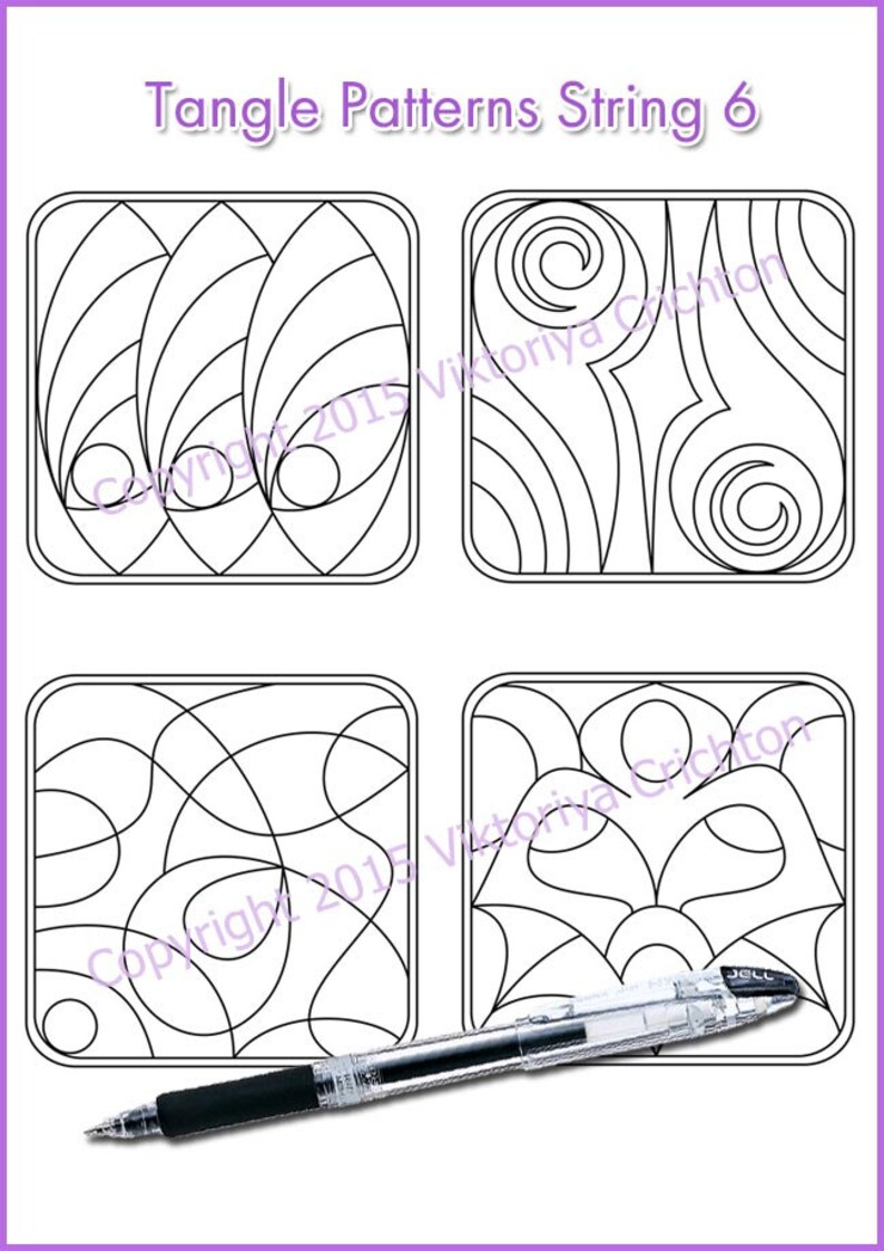 Strings for drawing zentangles 6. Tangle pattern printable | Etsy