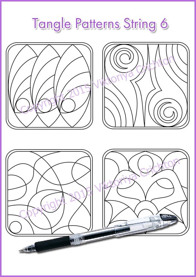 Strings for drawing zentangles 6. Tangle pattern printable | Etsy