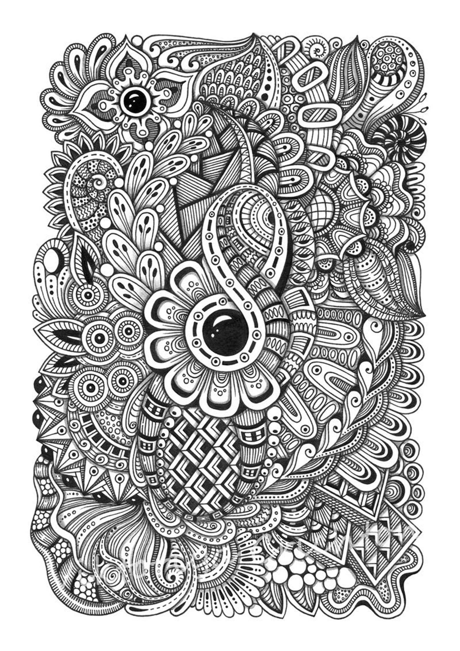 Zentangle Art, Chamomile. Abstract Modern Drawing in Zenart Style ...