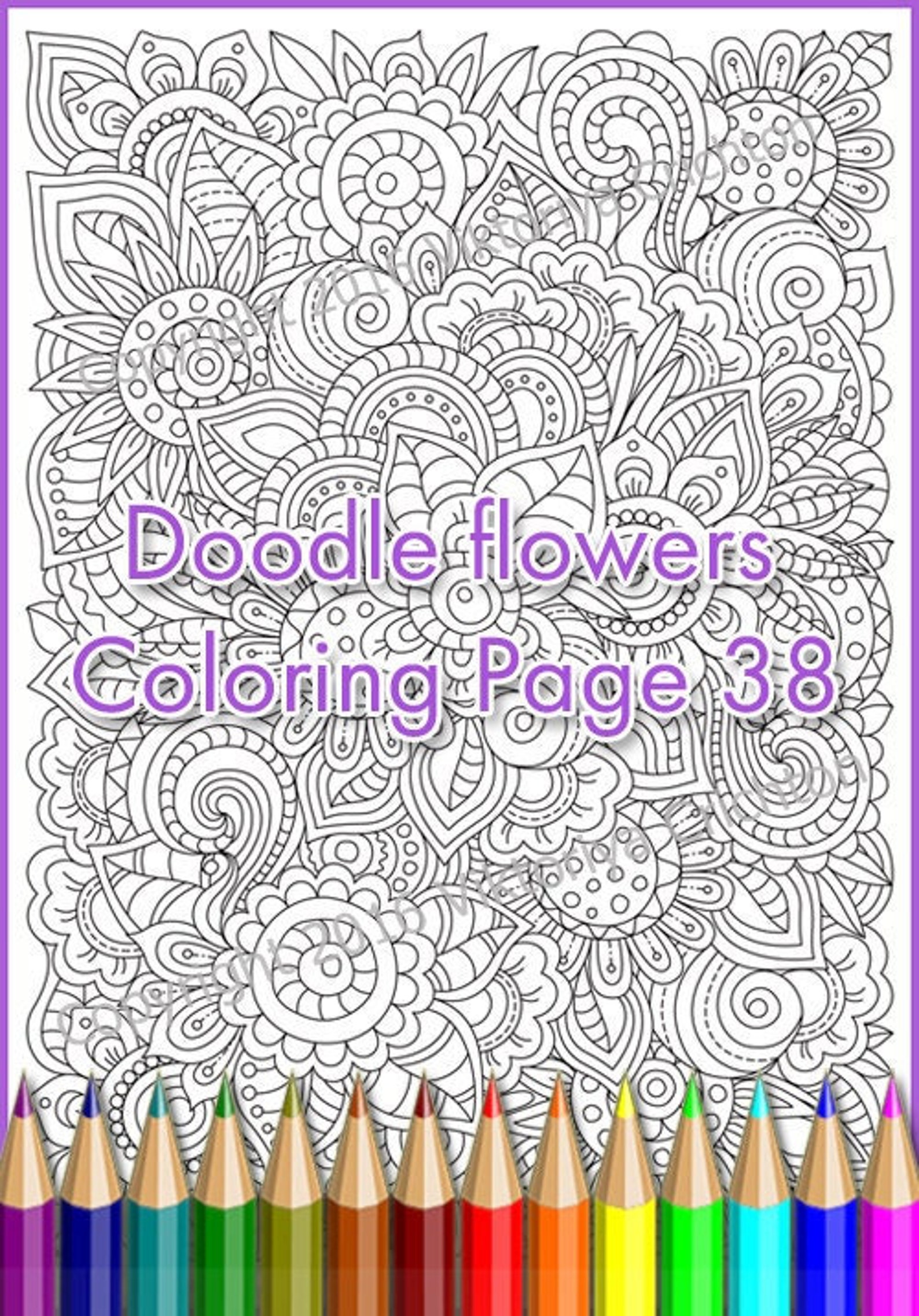 Coloring Page 38 Zentangle Flowers for Adults Doodle - Etsy